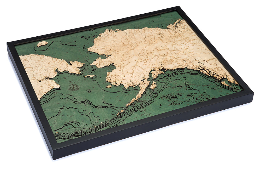 Alaska 3D Topographical Nautical Large Map | Wood Chart