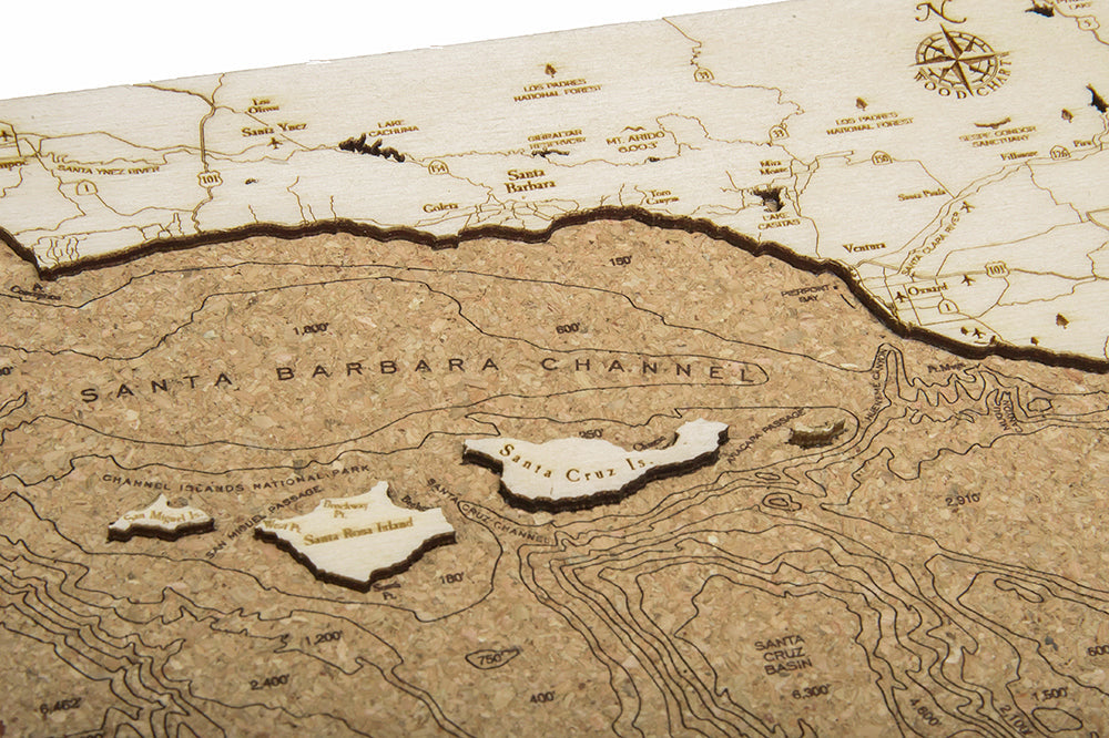 Santa Barbara / Channel Islands Cork Map, 8" x 10"