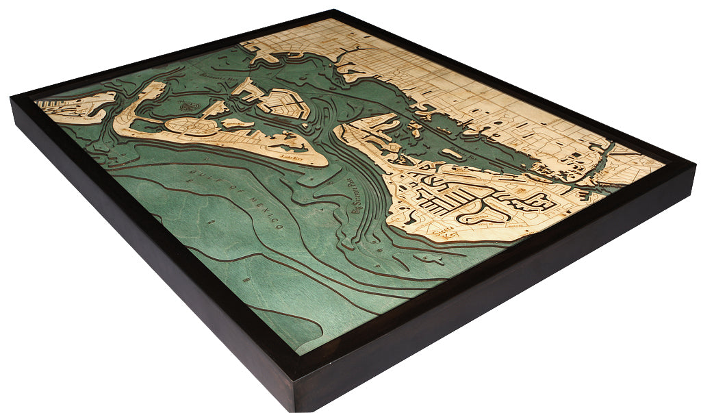 Siesta Key, Florida 3-D Nautical Wood Chart, Large, 24.5" x 31"